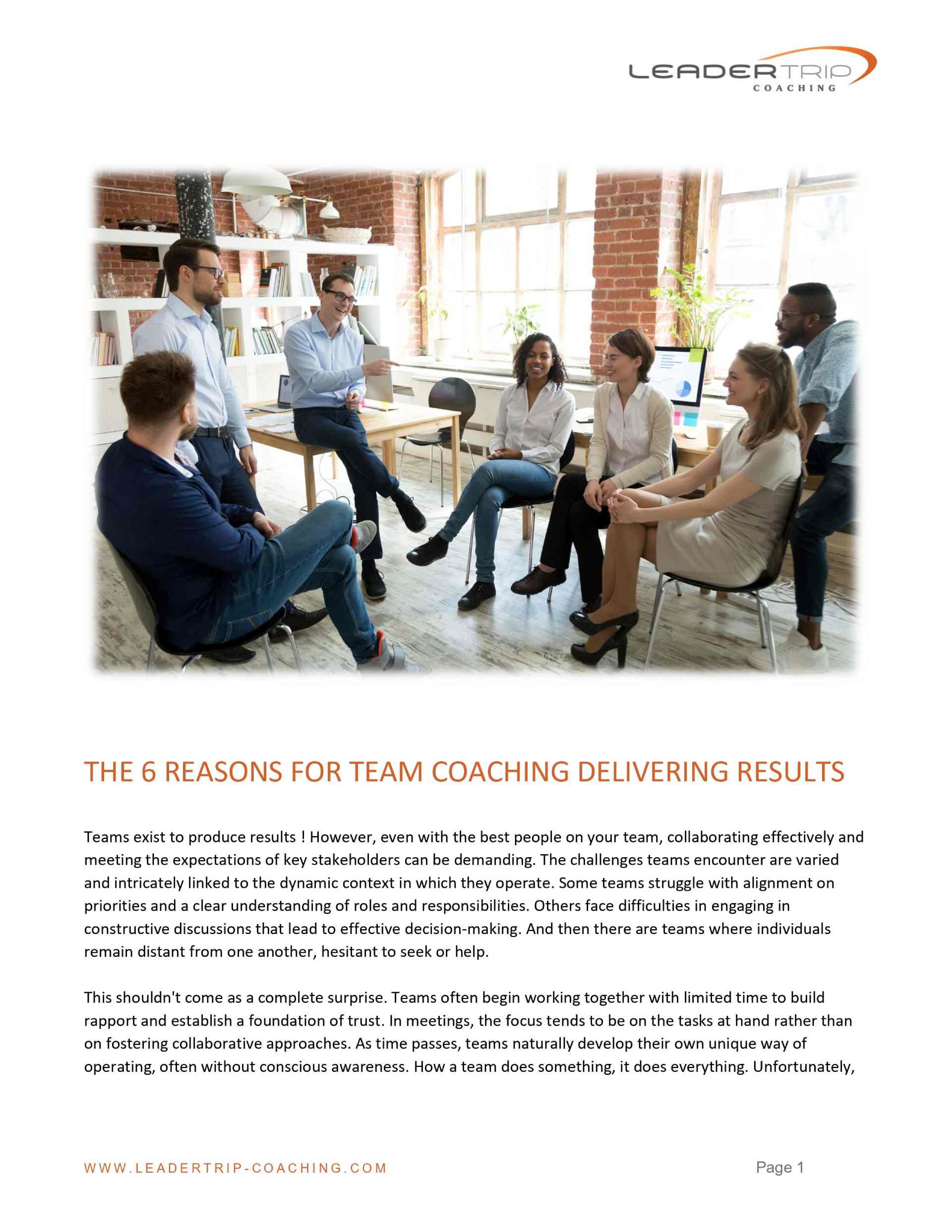 The 6 reasons for Team Coaching delivering results - LeaderTrip Coaching